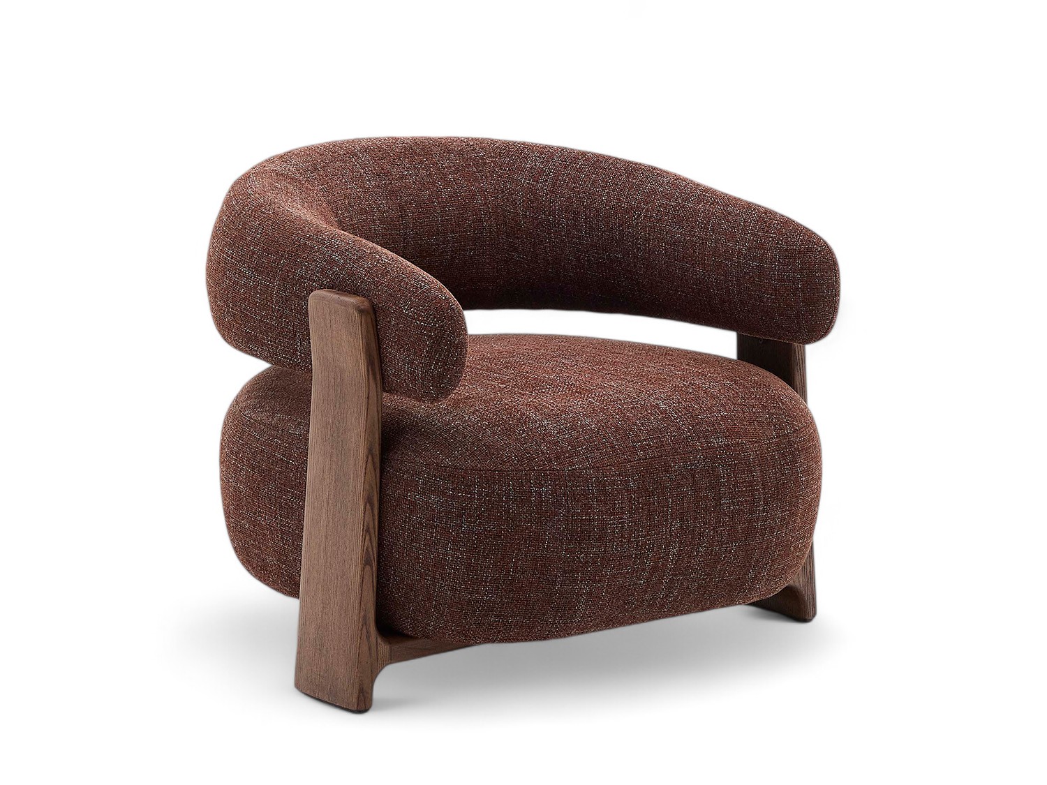 Kave Home Granite fauteuil beige stof walnoot hout